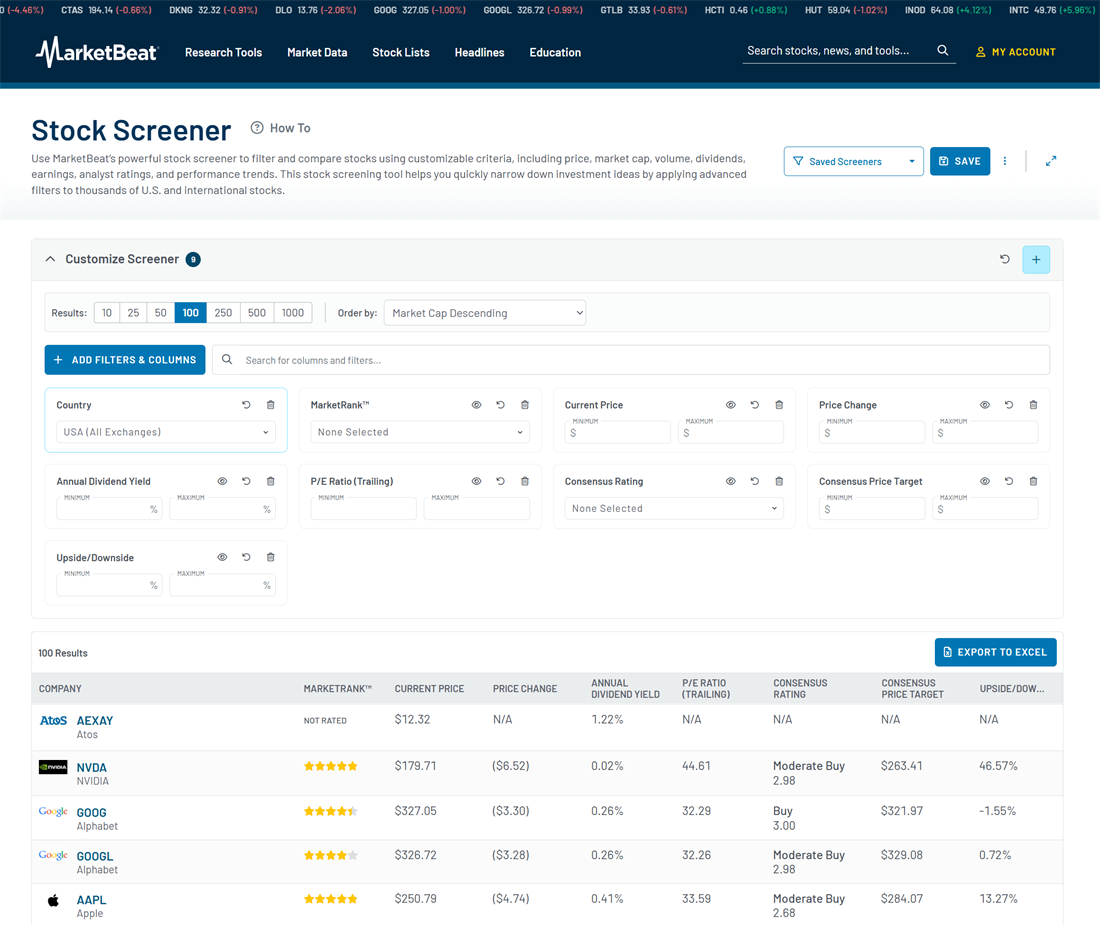 MarketBeat Introduces a Redesigned Stock Screener Experience For Investors | MarketBeat